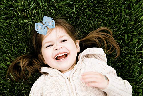 6pc 5" Large Hair Bows for Girls with Heart Emblem (D)
