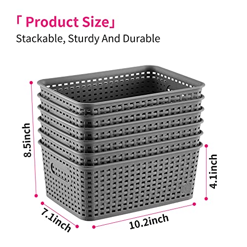 AREYZIN Sef of 12 Plastic Baskets- Lidded Storage Baskets Plastic Bins Organizer Containers 6 Pack + Plastic Strage Baskets for Organizing 6 Pack