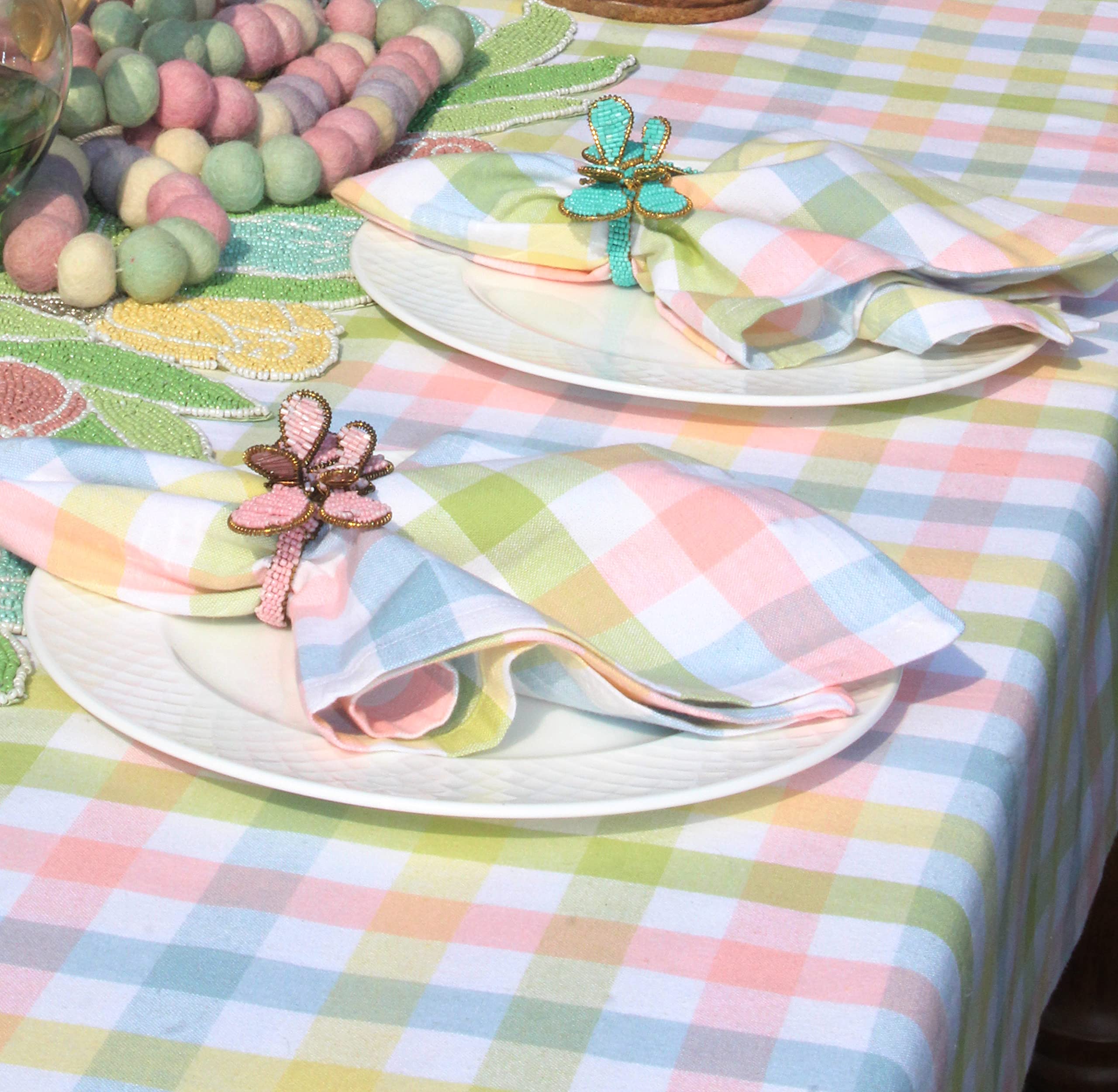 COTTON CRAFT Countryside Classic Gingham Buffalo Check Plaid Tablecloth - Premium Cotton - Spring Easter Bunny Luncheon Dinner - Table Cover - 60 inch x 84 inch - Yellow Multi