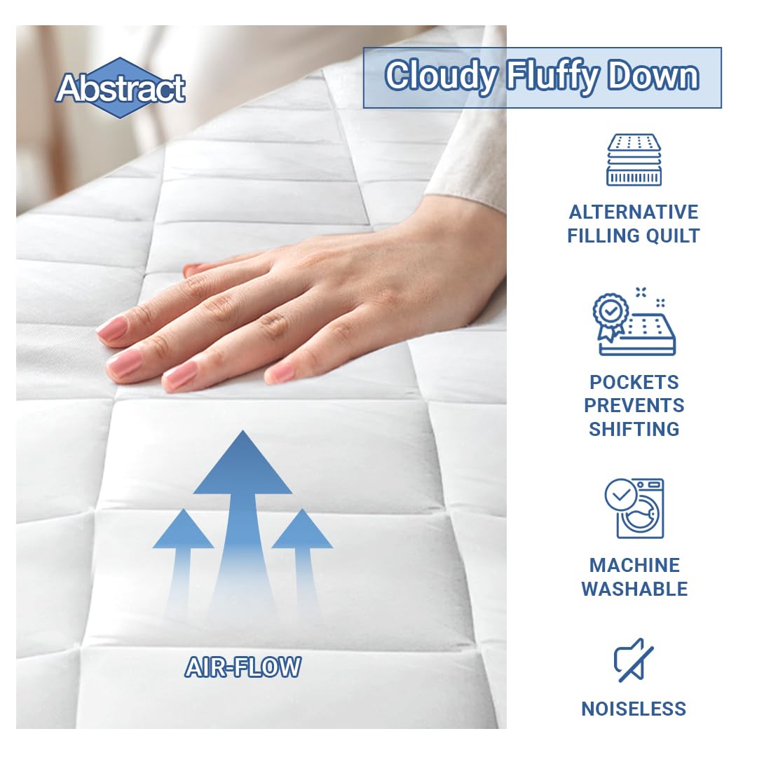 Abstract Waterproof Mini Crib Mattress Protector - Quilted, Fitted Cover for Bassinet - Breathable Crib Mattress Pad - Noiseless- Machine Washable - 24" x 38" Mini Crib, White