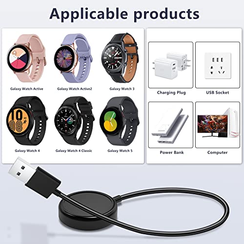 2 Pack Charger Compatible with Samsung Galaxy Watch 6/6 Classic/5/5 Pro, Replacement USB Magnetic Charging Cable Cord Stand for Galaxy Watch 4/4 Classic/3/Active 2/Active Wireless Charging Dock, 3.3ft