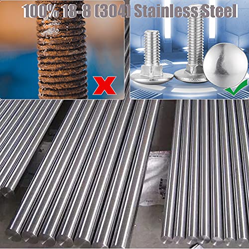 Abimars Stainless Carriage Bolt 5/16"-18 x1", Cup Square Carriage Bolt & Nut & Washers (Pack of 10)