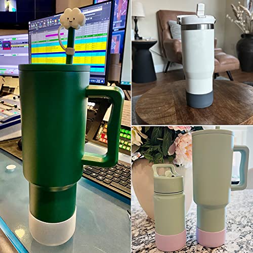 2Pcs Silicone Boot for Stanley Quencher H2.0/IceFlow Flip/Hydroflask 20oz 30oz 40oz Tumblers- Silicone Bumper Boot Sleeve for Stanley Cup with Handle Accessories Anti-Scratch Bottle Protective Cover