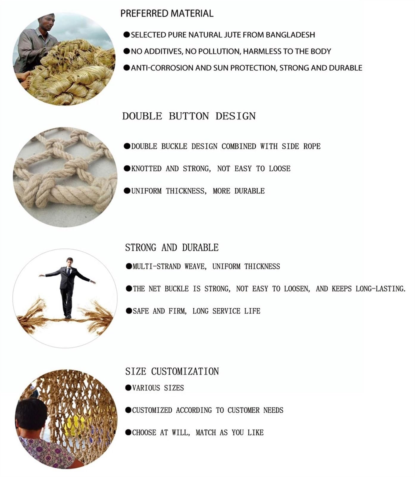 Cargo Net Rope Ladder Hemp Net, Child Safety Net, Anti-Fall Stair Nets, Fence Nets, Ceiling Decorative Nets, Hammocks,Mesh Hemp Rope Net Support Customization Safety Rope Net for Kids