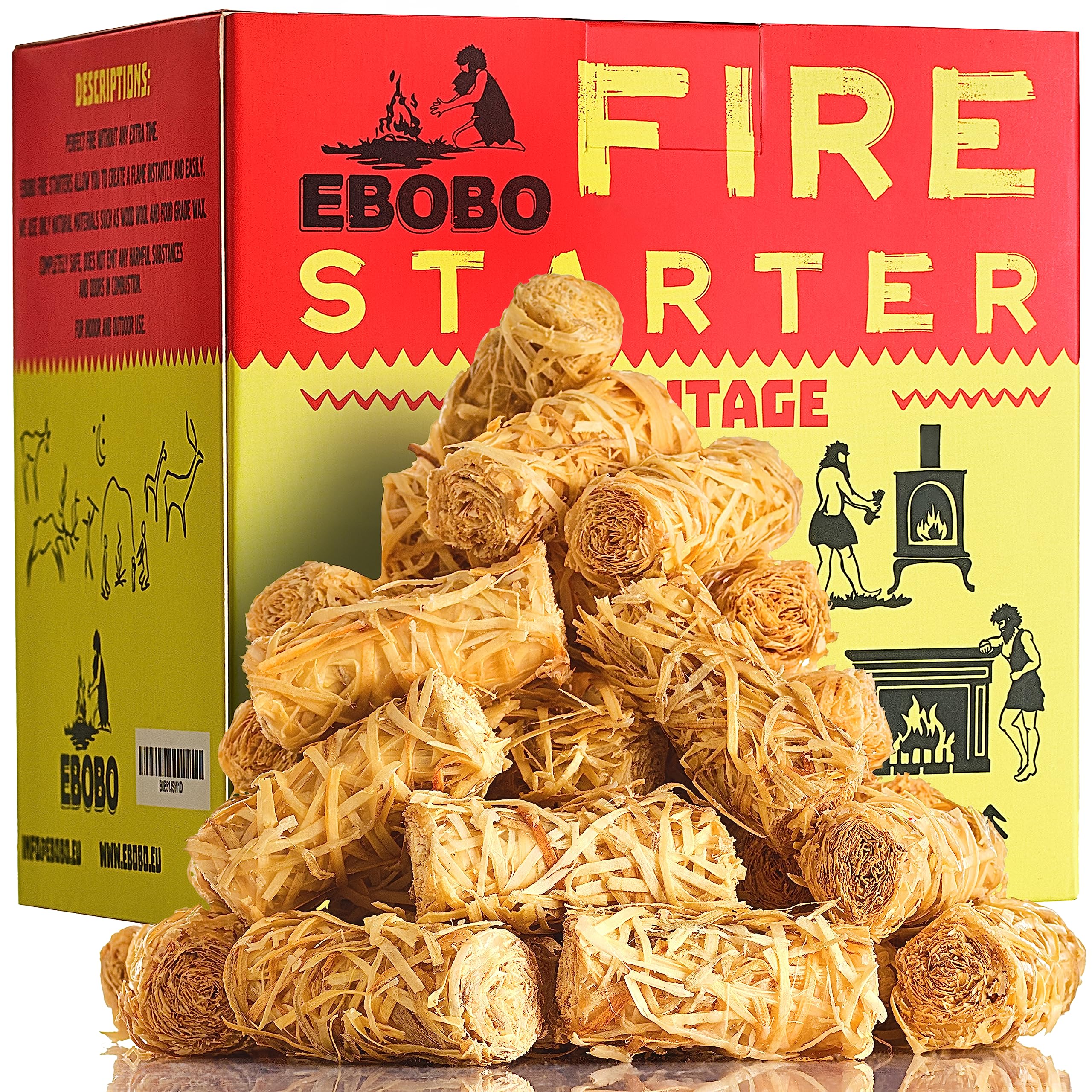 150 pcs Fire Starters for Fireplace, Wood Stove, Campfires, Grill, Fire Pit, Smoker, BBQ - Odorless Charcoal Starter Sticks, Natural Firestarters Sticks for Indoor and Outdoor