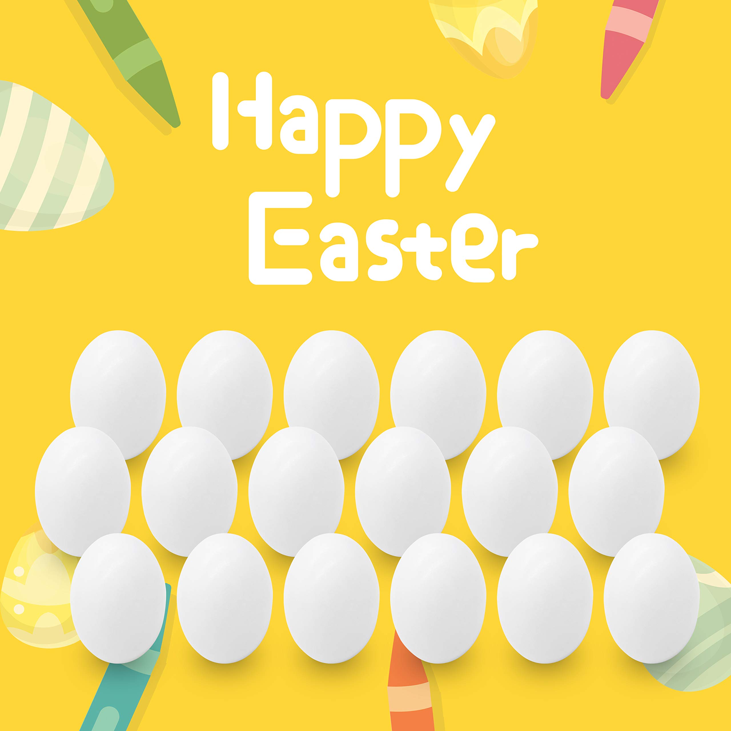 18 Pcs Easter Egg, White Wooden Eggs, Life Size Plain Decorating Eggs for Kids Easter DIY Paint Your Own Egg Decor, Easter Craft, Easter Eggs Hunt, Easter Basket Stuffers, School Activities Supplies