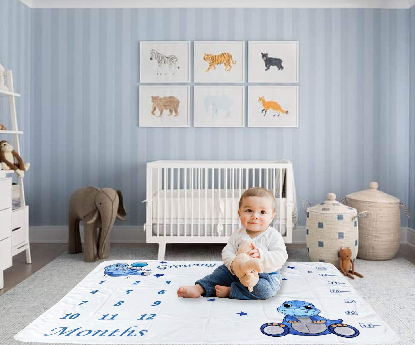 Cozy Bump Dinosaur nursery decor Baby Blanket That’s a Baby Milestone Blanket - Dinosaur milestone blanket