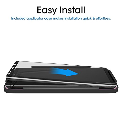 amFilm Glass Screen Protector for Samsung Galaxy S9 Plus, 3D Curved Tempered Glass, Dot Matrix with Easy Installation Tray, Case Friendly (Black)