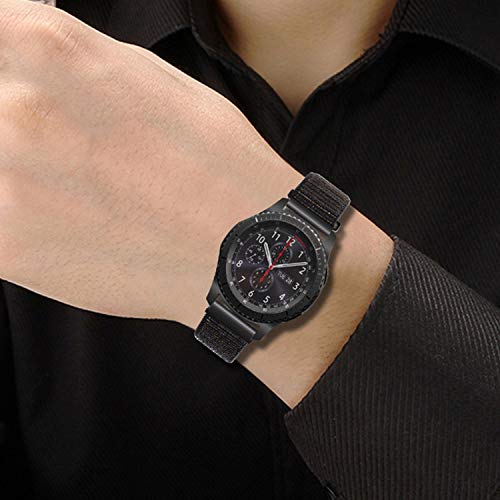 Morsey 20mm Quick Release Watch Band Compatible with Samsung Galaxy Watch Active 2 40mm 44mm/ 42mm/Pebble/Gizmo/Ticwatch Smart Watch, Nylon Breathable Replacement Sport (Black)