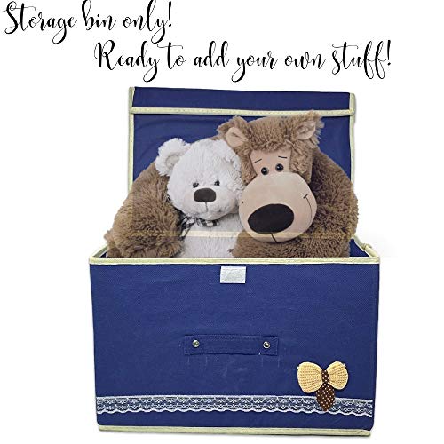BANBERRY DESIGNS Storage Bin with Lid and Handles Foldable β Collapsible Blue Container for Organizing Toys Closets Bedrooms Clothes Shoes