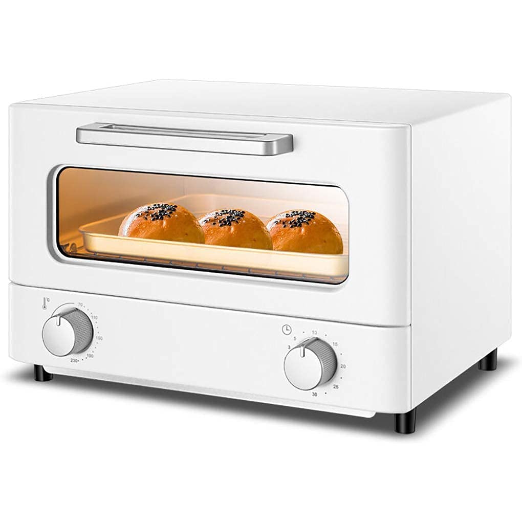 12L Mini Oven,Electric Cooker and Grill Home Baking Small Oven Timer Double Glass Door Top and Bottom Heat 1000W Kitchen Convection Oven (Blue) (White)