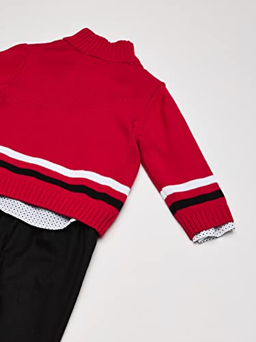 Calvin Klein Boys' 3-Piece Sweater Set with Matching Woven Button-Down Shirt and Pants, Red Block, 18 Months