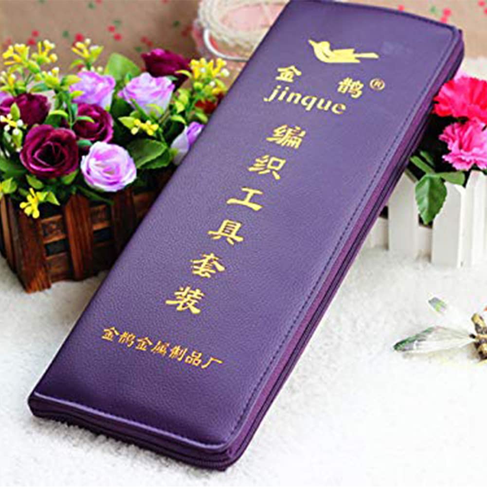 104pcs Knitting Kit Stainless Steel Straight Circular Knitting Needles Crochet Hook Needlework Weave Set Hand Tool with Pu Bag