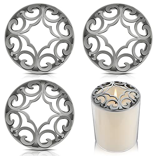 4 Pcs Candle Toppers Jar Candle Cover Scented Candle Toppers to Burn Evenly Large Jar Candle Shades Jar Candle Sleeve Jar Candle Accessories Jar Candle Lid Candles Gifts for Candle Lover, Silver