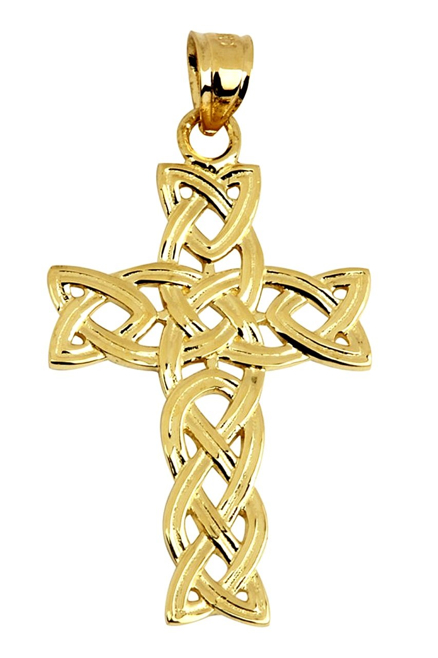 10k Yellow Gold Celtic Trinity Cross Pendant