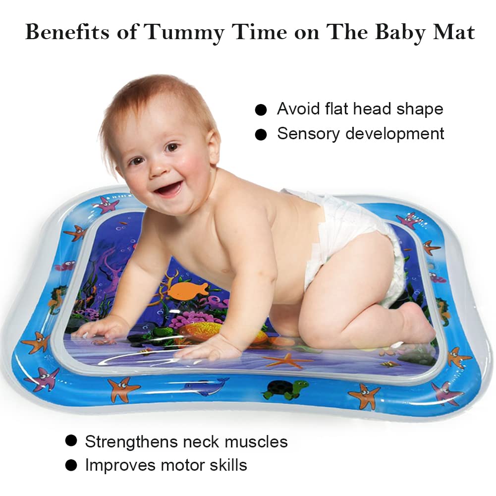 CARYWON Inflatable Tummy Time Mat Premium Baby Water Play Mat Baby Activity Center Tummy Time Water Mat Water Play Mat for Babies Promote Development Baby Gifts