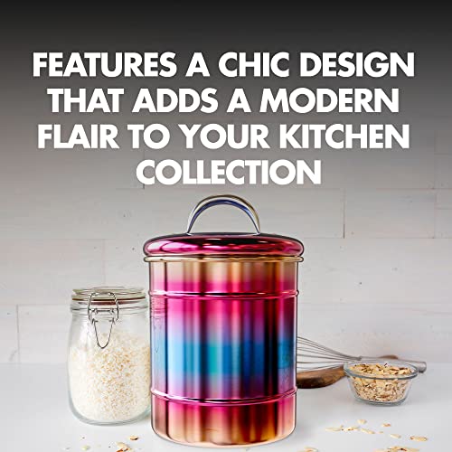 Amici Home Rainbow Metal Storage Canister | Dry Food Storage Container | Airtight Lid | 64 Ounce Capacity | Modern Home Décor | Decorative Metal Canister for Kitchen Countertop (Large)