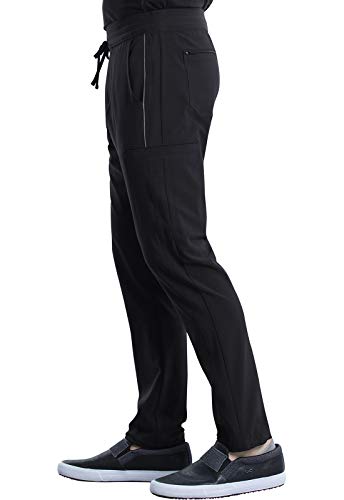 Cherokee iFlex Men Scrubs Pant Tapered Leg Drawstring Cargo CK006, M, Black
