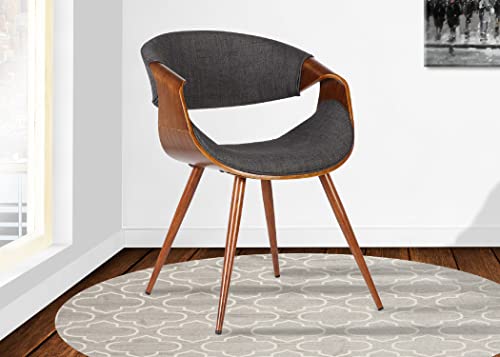 Armen Living Butterfly Dining Chair in Charcoal Fabric and Walnut Wood Finish 22D x 21W x 29H in