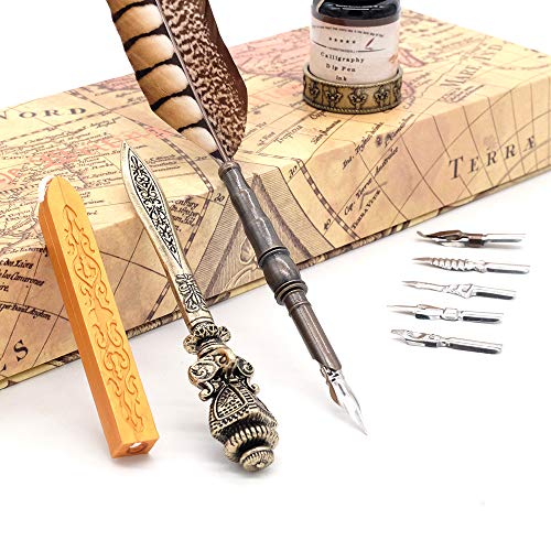 Antique Feather Copper Pen Stem Metal Nibbed Pen Writing Quill LL-14
