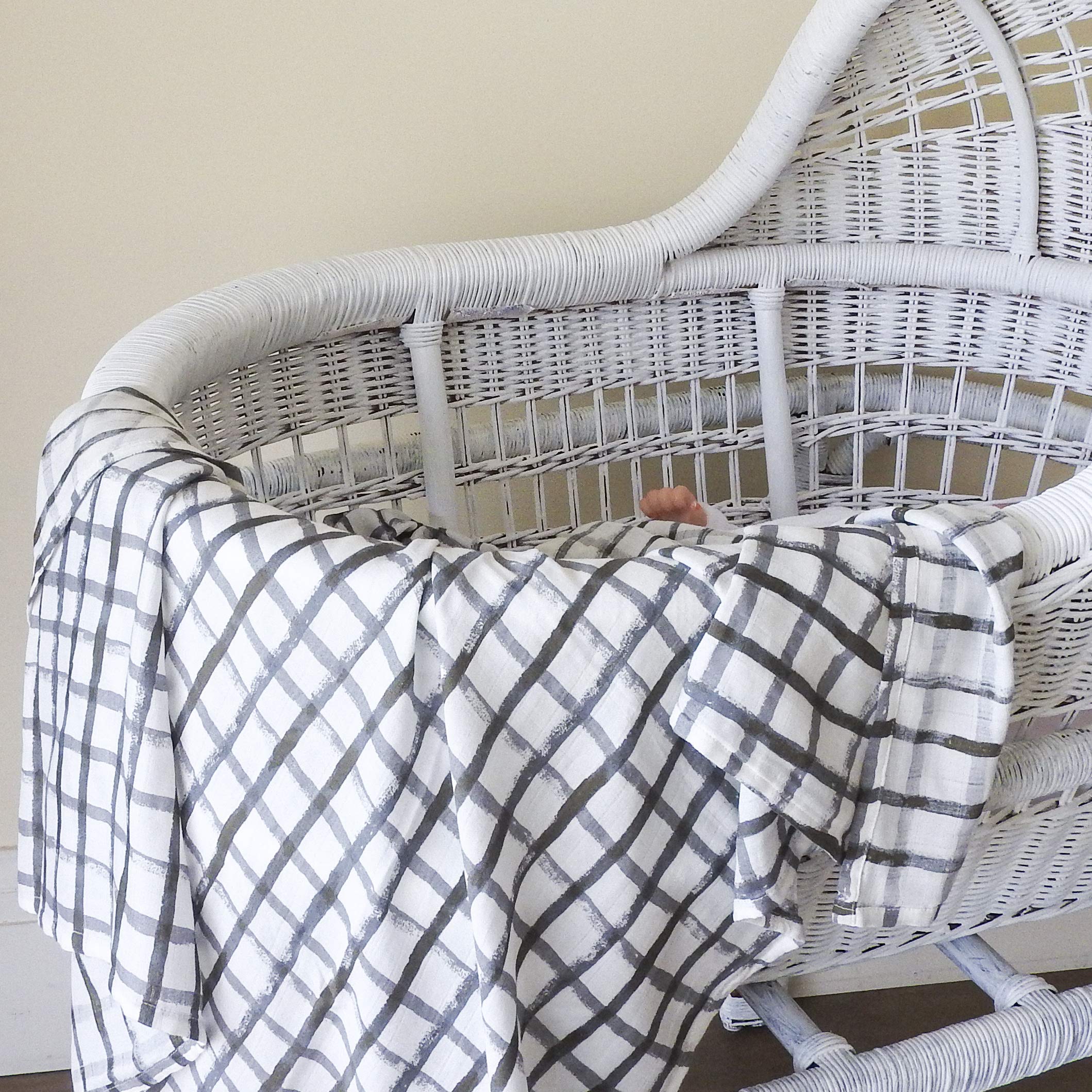 AENNE BABY Muslin Swaddle Blanket for Boys & Girls, Infant Toddler Quilt, Luxurious Wrap, Soft and Silky Stroller & Nursing Cover, Grey Watercolor Mesh Blankie, Large 47"x 47", 1 Pack