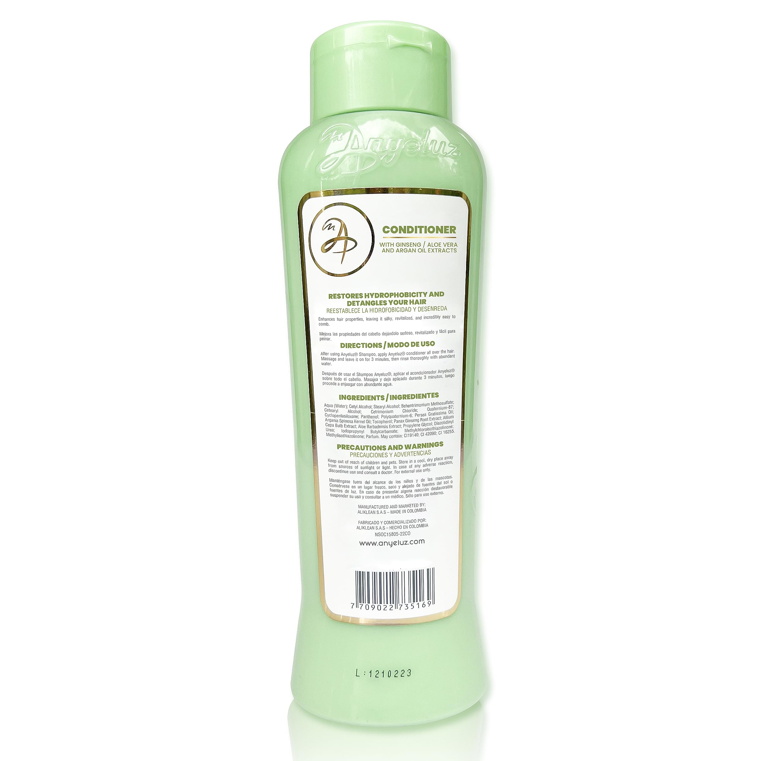Anyeluz Aloe Vera Conditioner, Enhances Hair Condition Leaving it Silky, Revitalized, and Easy to Comb, Recommended for All Hair Types