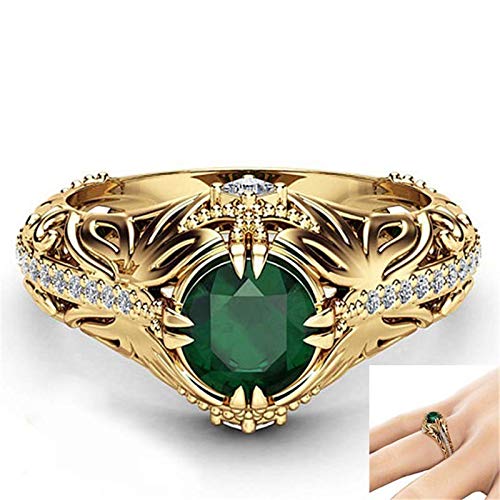 Bansriracha14K Gold Diamond Emerald Wedding Ring Jewelry Ornament Etoile Anillos Diamond Bizuteria for Women Emerald Jade 14K Gemstone Ring (7)