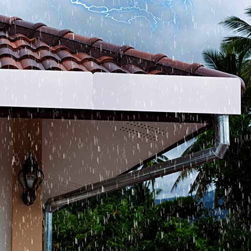 4 Pcs Gutter Valley Splash Guards Downspout Diverter Roof Rain Diverter White Roofing Gutter Guards with 40 Screws Gutters for House Residential Flat Shingle Roofs Corner (Straight)