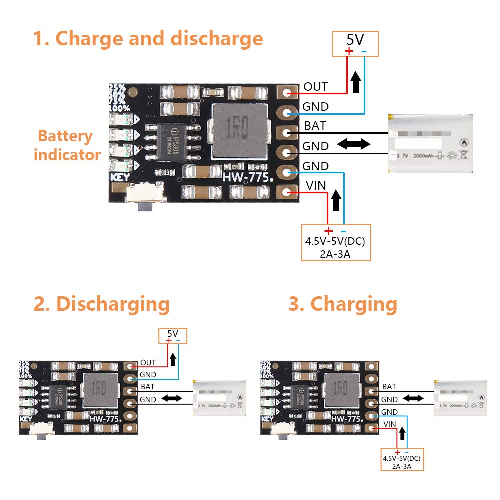 8PCS 2A 5V Charge Discharge Integrated Module 3.7V 4.2V for 18650 Lithium Battery Charging Boost Mobile Power Supply Charge and Discharge Protection Converter Protection PCB Board Module