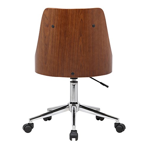Armen Living Diamond Office Chair in Black Faux Leather and Chrome Finish