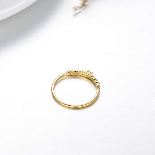 14K Gold Plated Sterling Silver CZ Simulated Diamond Stackable Ring Half Eternity Bands Engagement Ring for Women (14k gold plated - yellow, 11)