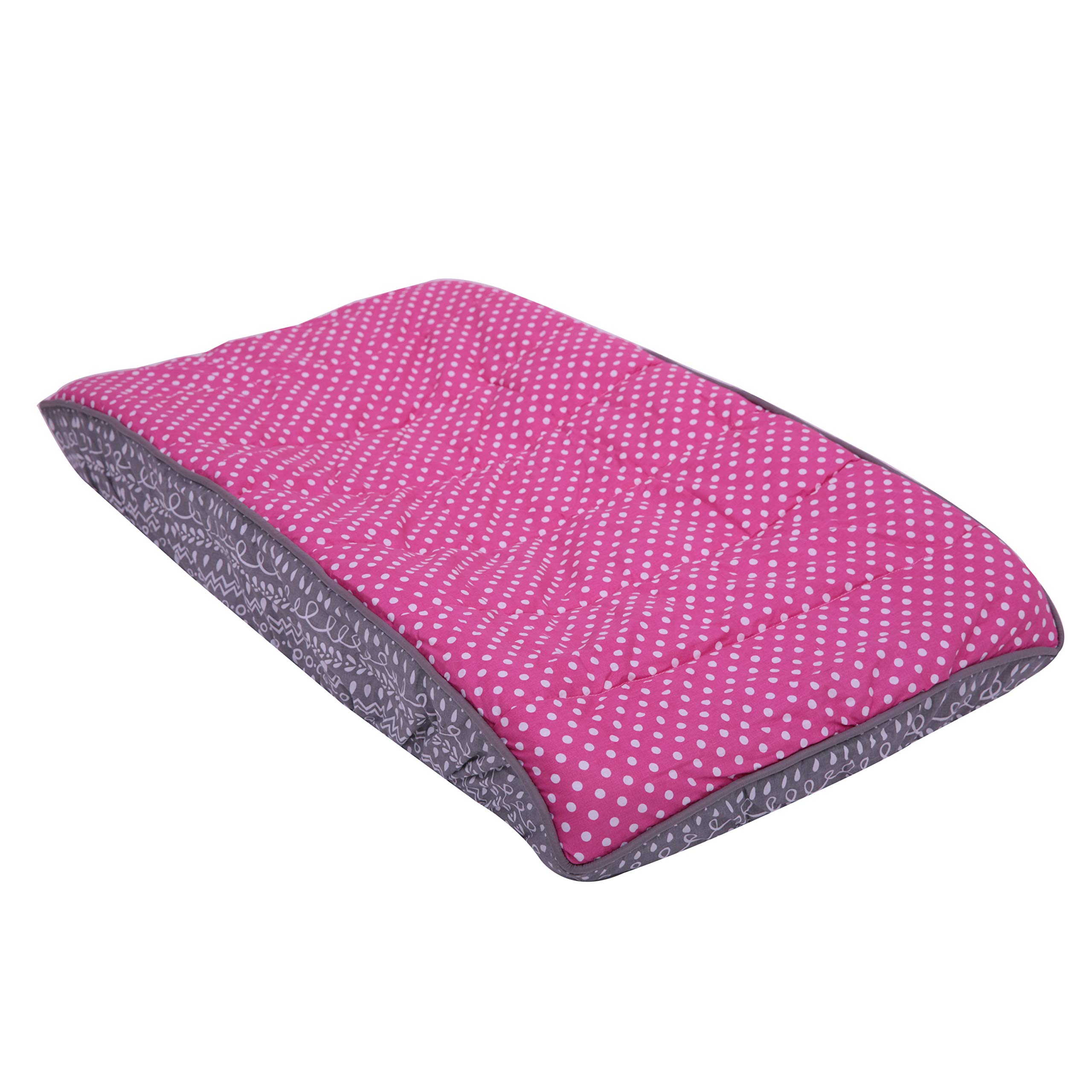 Bacati Owls Pink Dots Girls Cotton Changing Pad Cover, Pink/Grey