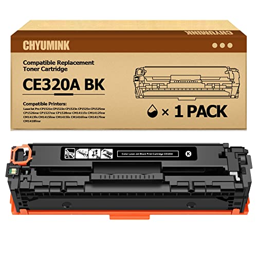 Chyumink Remanufactured Replacement for HP 128A CE320A Black Toner Cartridges use with Color CP1523n CP1525nw CM1415fnw CP1525n CM1415fn - 1 Pack