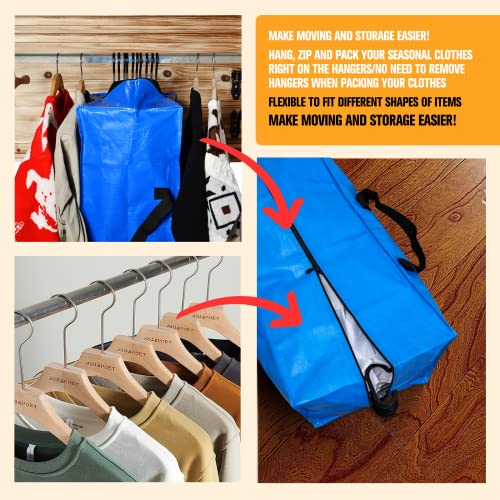 Moving Bags, Large Heavy Duty Moving Boxes for Space Saving Moving Storage, Moving Supplies, Totes for Storage with Backpack Handles Zipper(8 Pack)