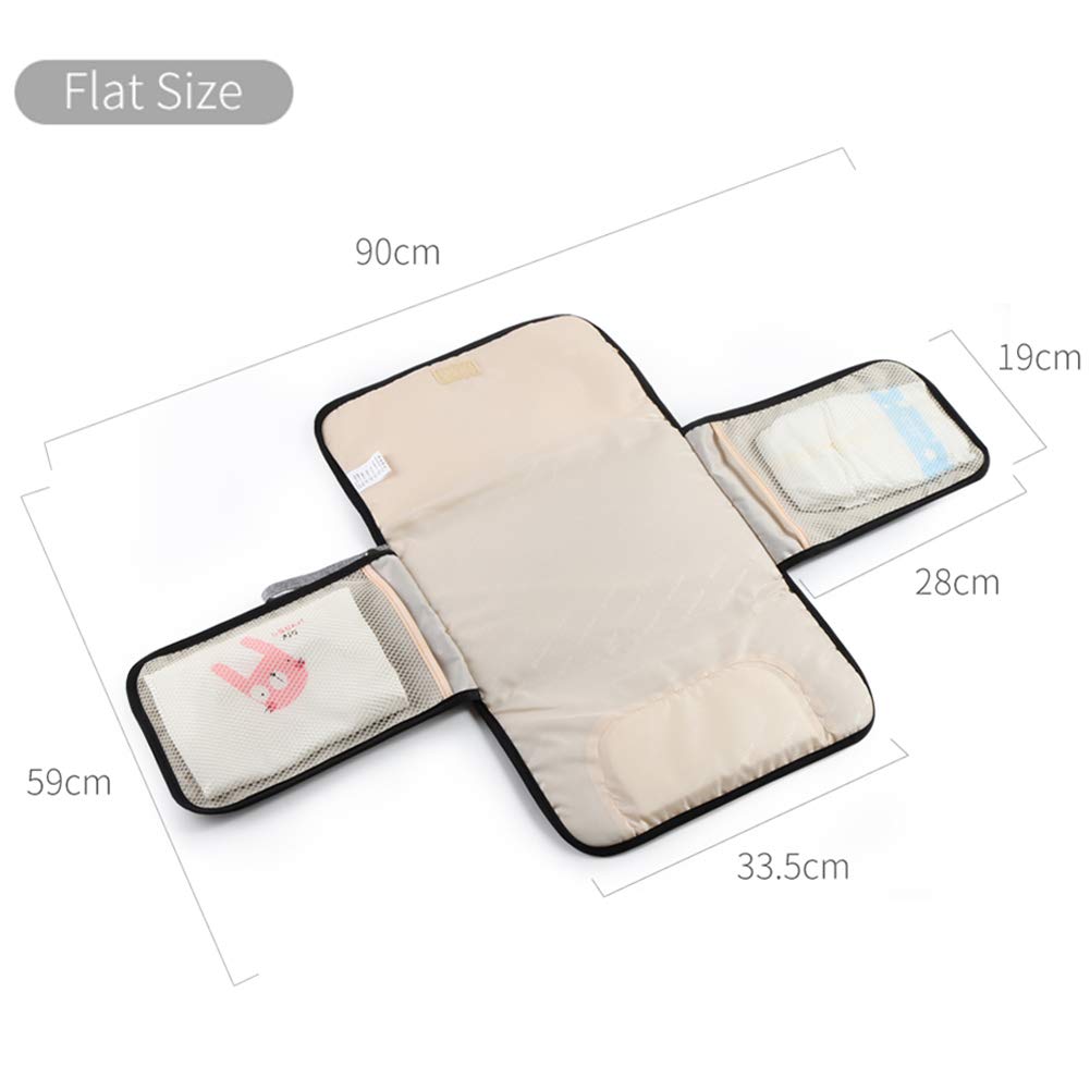 AIMIUKIDS Baby Diaper Changing Pad with Built-in Head Cushion for Stroller Walks or Diaper Bag, Fits Newborn and Toddler for Quick Change on The go 2 Pack Red & Grey