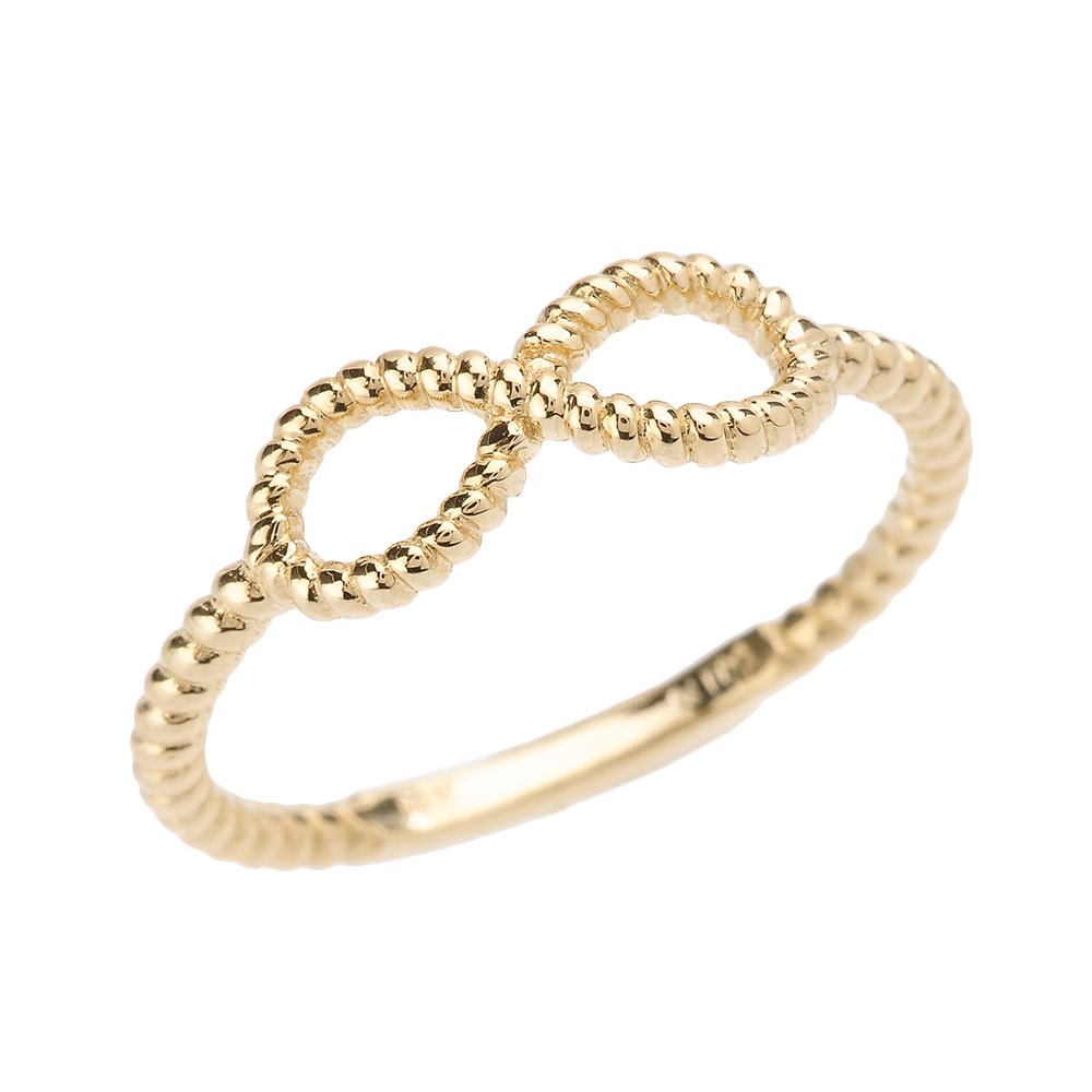 10k Yellow Gold Twisted Rope Band Infinity Ring (1.4 mm Band Width) (Size 6.5)
