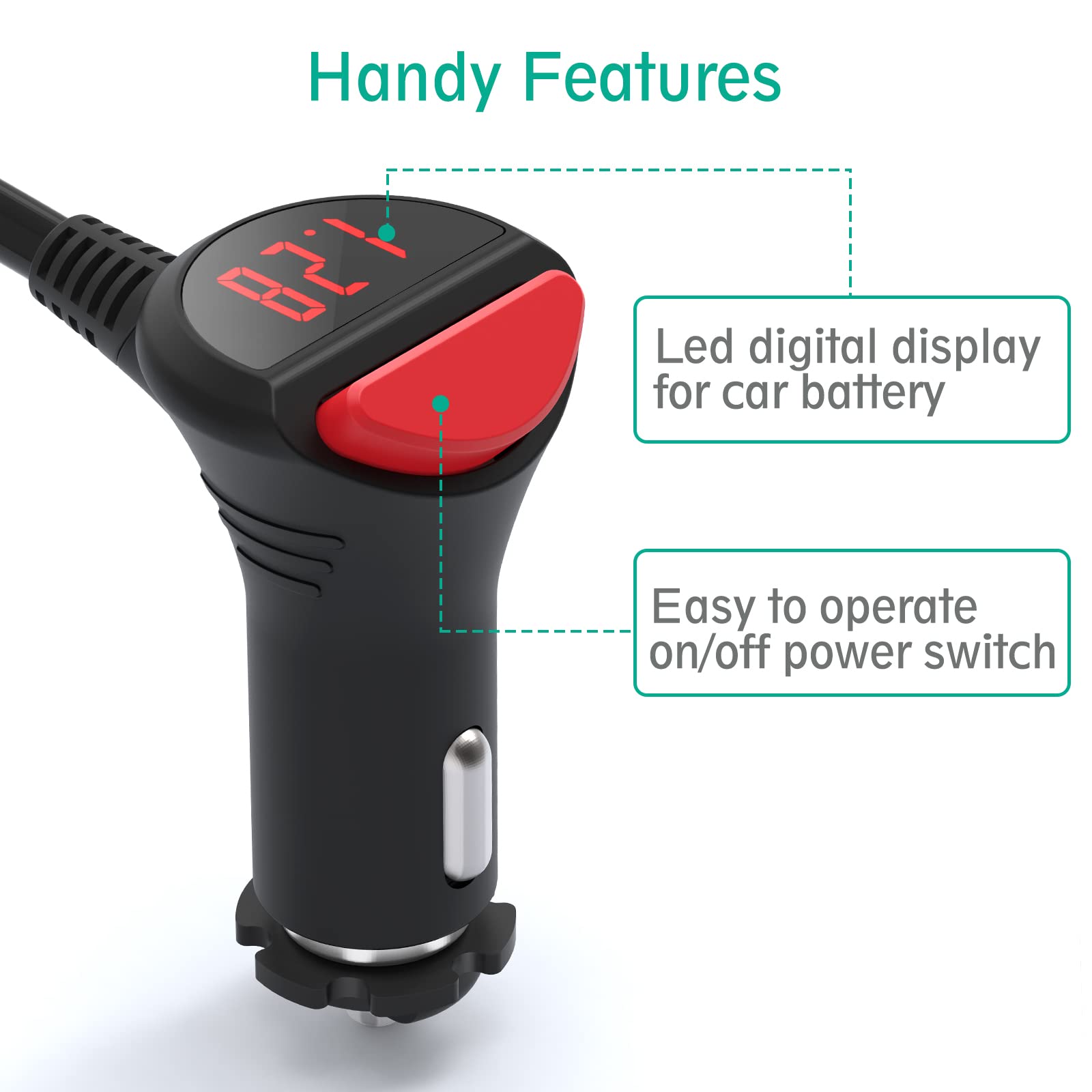 AUOPLUS 120W 3 Socket Cigarette Lighter Splitter Car Charger Adapter, LED Voltage Display Dual 4 USB Chargers(6.8A), Car Charger On/Off Switches 12V for iPhone iPad Samsung GPS Dashcam