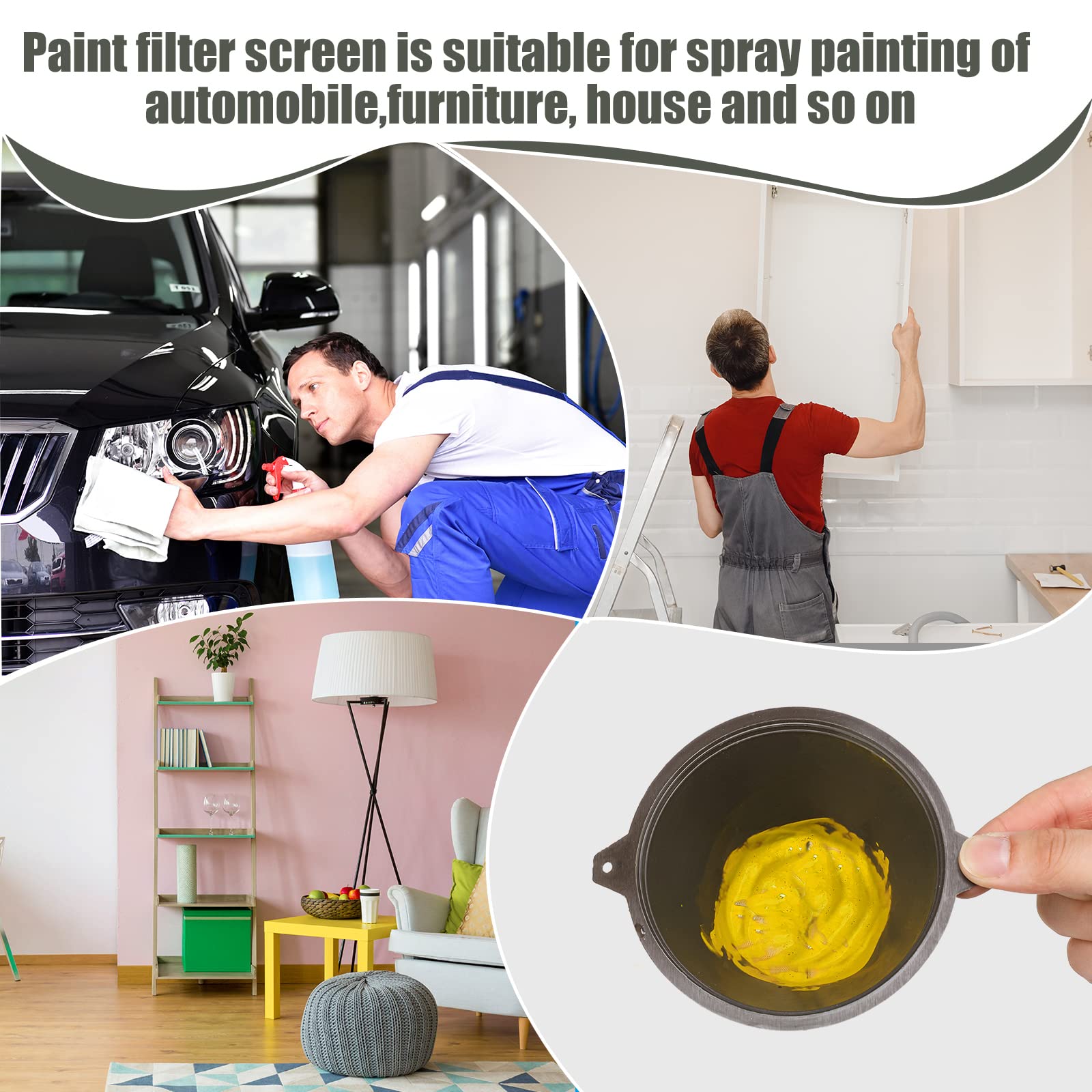 30 Pcs Paint Filter 100 mm Plastic Paint Strainer with Fine Nylon Mesh Reusable Industrial Nylon Mesh Paint Filter for Filter Oil, Water Based Oil Paints, Food Residue