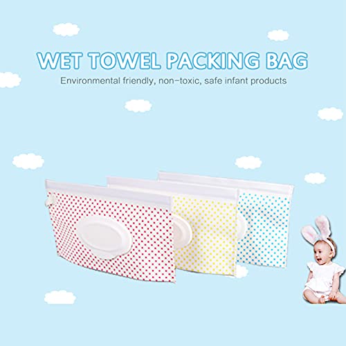 6 Pack Baby Wet Wipe Dispenser, Portable Refillable Wet Pouch Bags Baby Wipe Container, Baby Travel Wipes Holder Carrying Case (Color1)