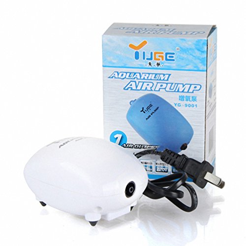 Aquarium Fish Tank Air Pump Filter Ultra Silent Fishing Tank Double Hole Oxygen Air Bubbles Pump with 1 Air Stone/1.2M Silicone Tube