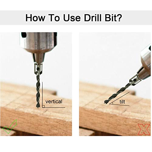 Utoolmart 4 in 1 Countersink Drill Bit Set, 3mm 4mm 5mm 6mm Quick Change Drill Bit with One Hex Key, Adjustable Carpentry Reamer Plated for Wood DIY, HSS