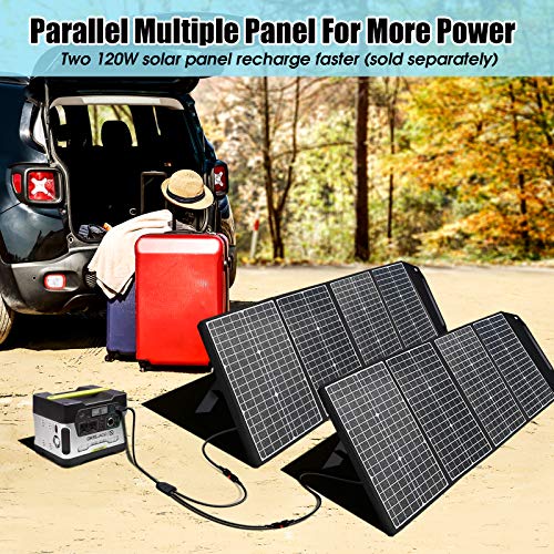 120W Portable Solar Panel with 45W USB-C PD, Parallel Cable, Kickstand, Foldable Solar Panel Charger Waterproof for Jackery Explorer/Flashfish/BALDR/Goal Zero/Anker Power Station
