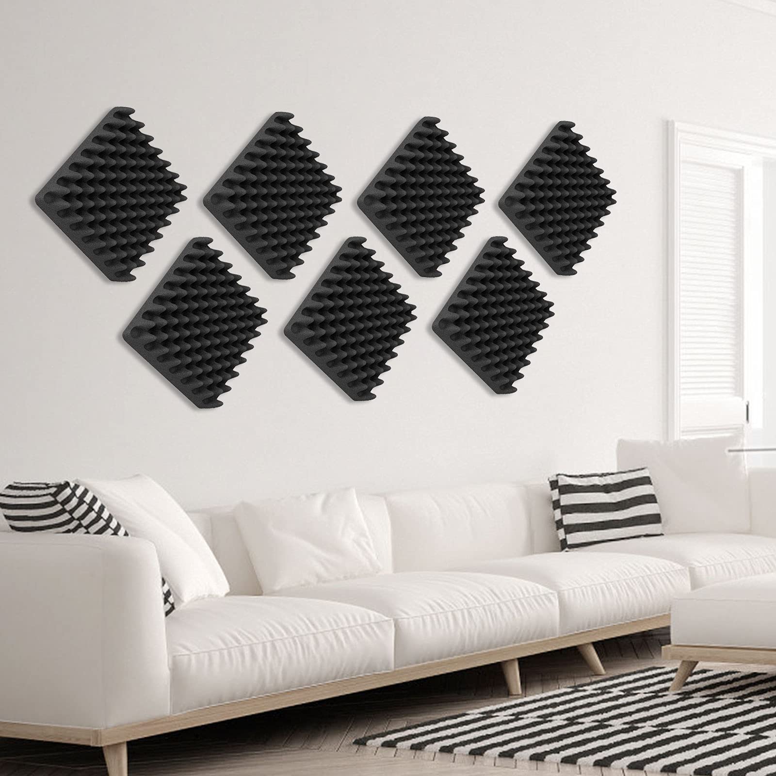 180° Acoustic Panels Egg Crate 24 Pack 2 inch 12" W x 12" L | Acoustic Foam Panels | Acoustic Panels Studio Foam Egg Crate | Egg Crate Soundproof Panels | Noise Absorbing Panels | (24 Pack)