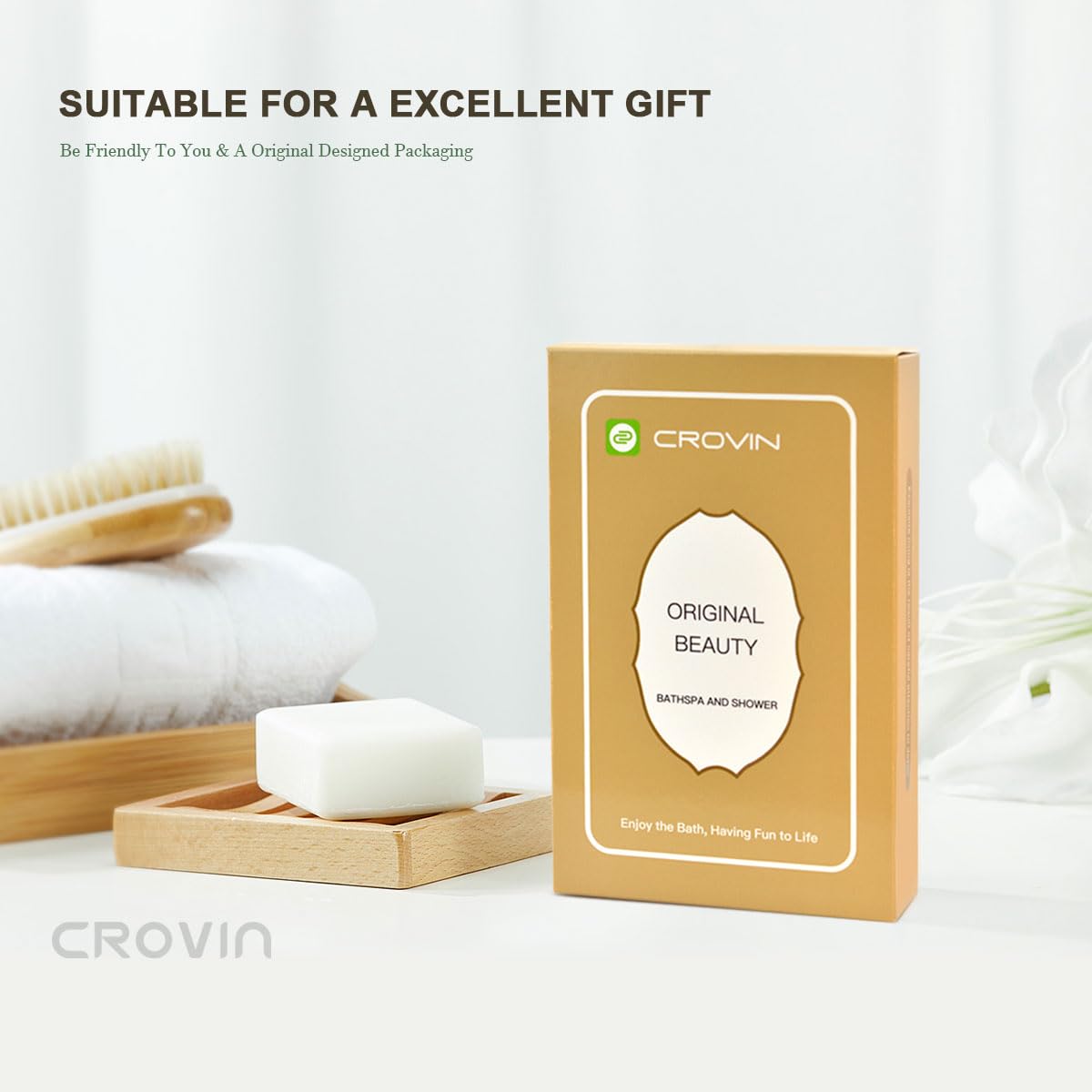 CROVIN Natural Loofah Exfoliating Body Scrubber, Made with Natural Shower Loofah Sponge for Men and Women’s SPA (Pack of 2)