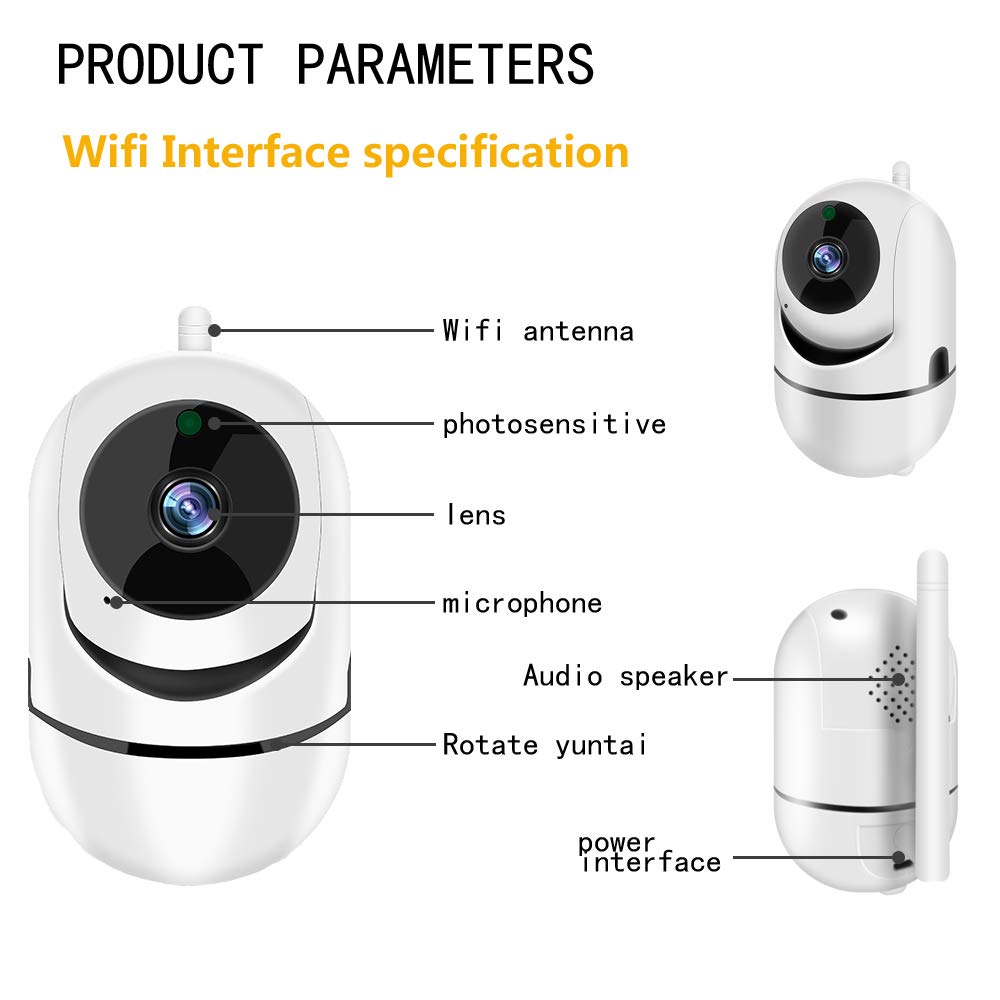 AOLANS Security Cameras Wireless Indoor camaras de seguridad Cameras for Home Security Baby Monitor 360 Degrees Cam for Dimmable/Pet/Nanny cam with Support 64G or Cloud Storage Two Way Audio 2.4Ghz