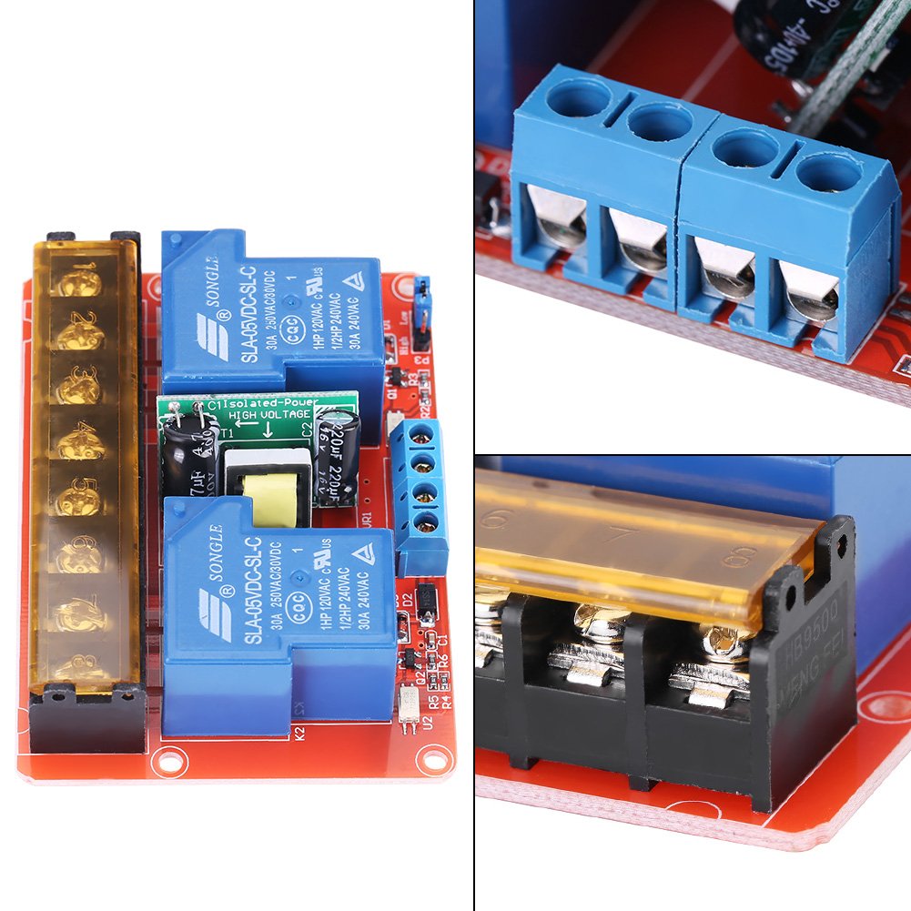 AC100V-250V 30A High Power 2-Channel Relay High Current DC5V High-Low Level Trigger Switch Module for