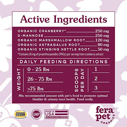 Fera Pets Bladder Support Dog and Cat Supplement – Kidney and Urinary Tract Health and Bladder Infection Prevention Supplements - Helps with Incontinence and Immune Antioxidant Vitamin