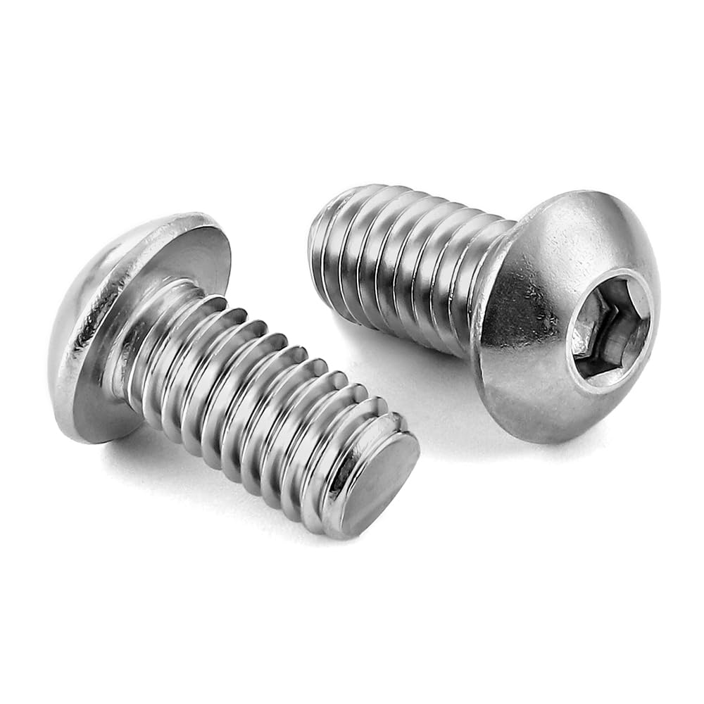 3/8-16 x 1/2" Button Head Socket Cap Screws, 304 Stainless Steel 18-8, Bright Finish, Fully Threaded, Coarse Thread UNC, 15 PCS
