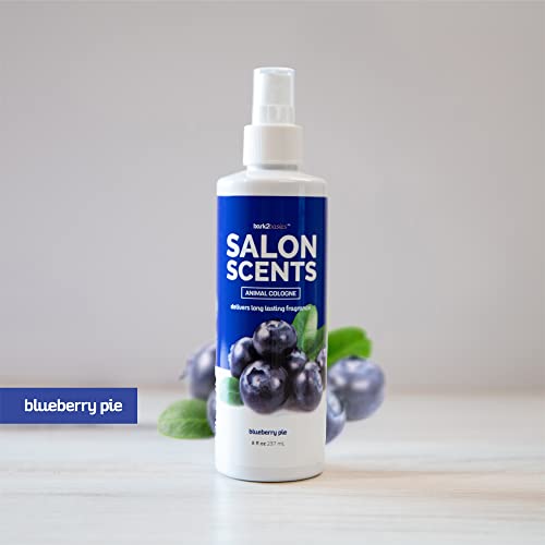Bark2Basics Salon Scents Pet Grooming Cologne - 8 oz, Natural Professional Groomer Grade Perfume Deodorant for Dogs and Cats, Long Lasting, Deodorizing (Blueberry Pie)
