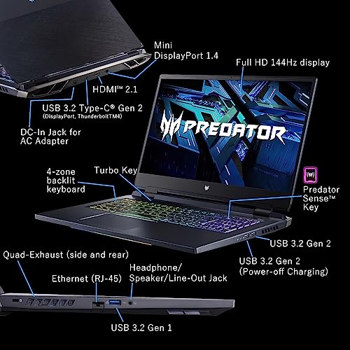 Acer Predator Helios 300 Gaming Laptop, 15.6 inch FHD IPS 165Hz Display, 14 Core Intel Core i7-12700H, NVIDIA GeForce RTX 3060, 64GB DDR5 RAM, 2TB SSD, Windows 11 Home